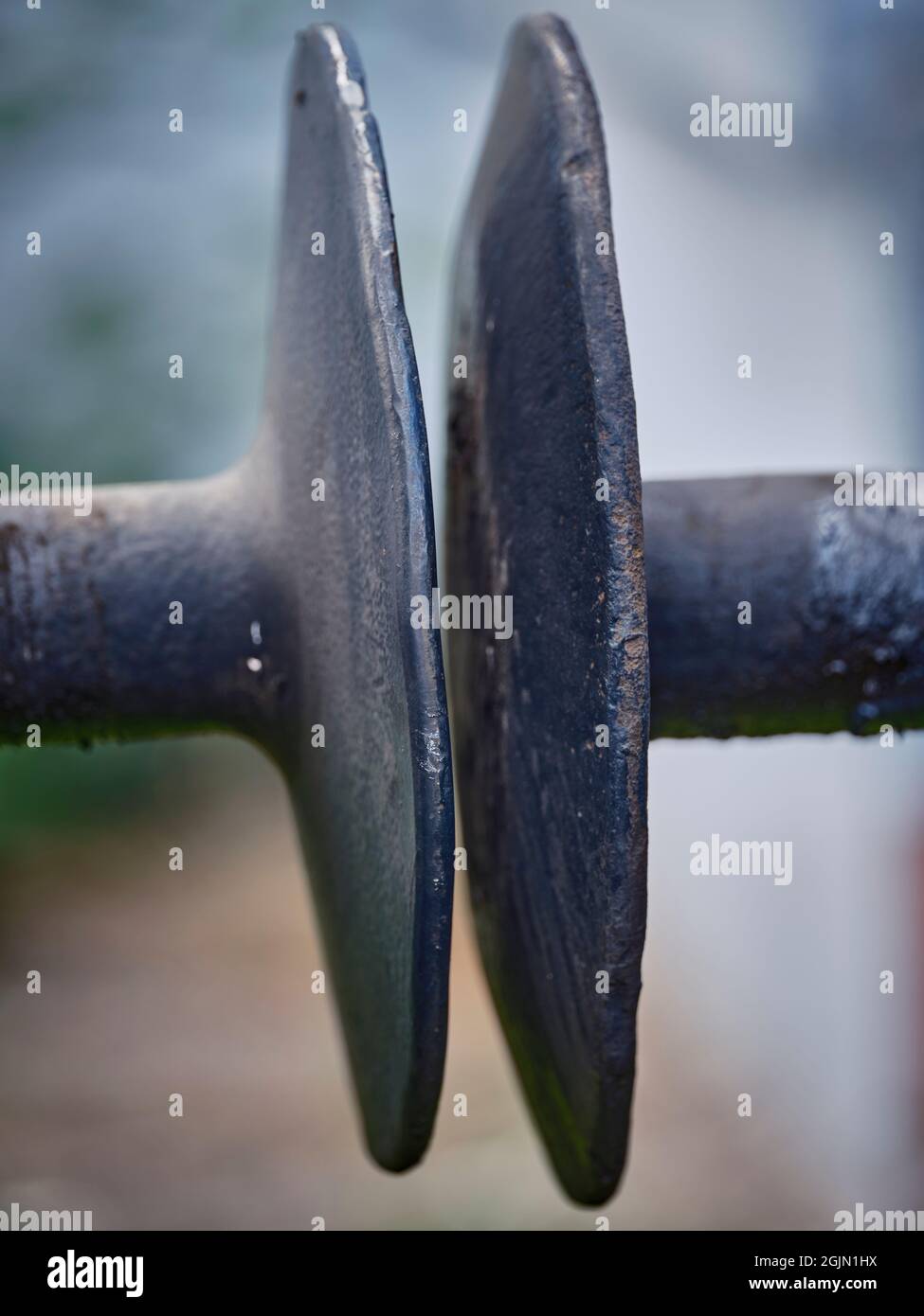 Two old train bumpers close up Stock Photo - Alamy