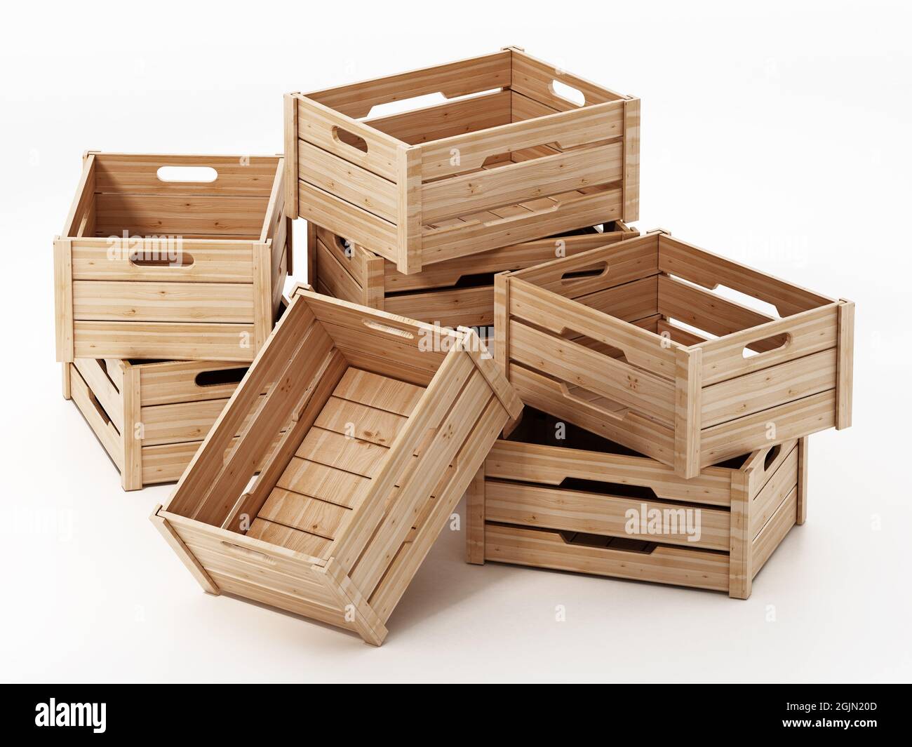 Wooden crate isolated on white background. 3D illustration Stock Photo ...