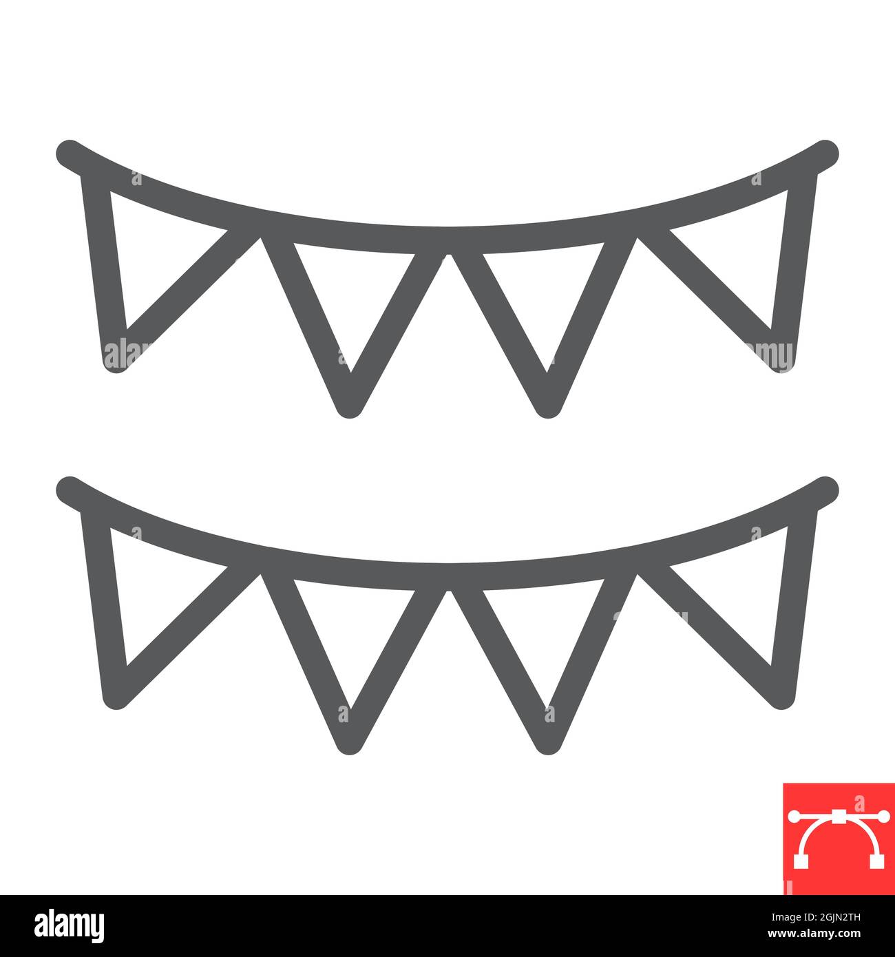 Paper garlands line icon, holiday and bunting flags, garland vector ...