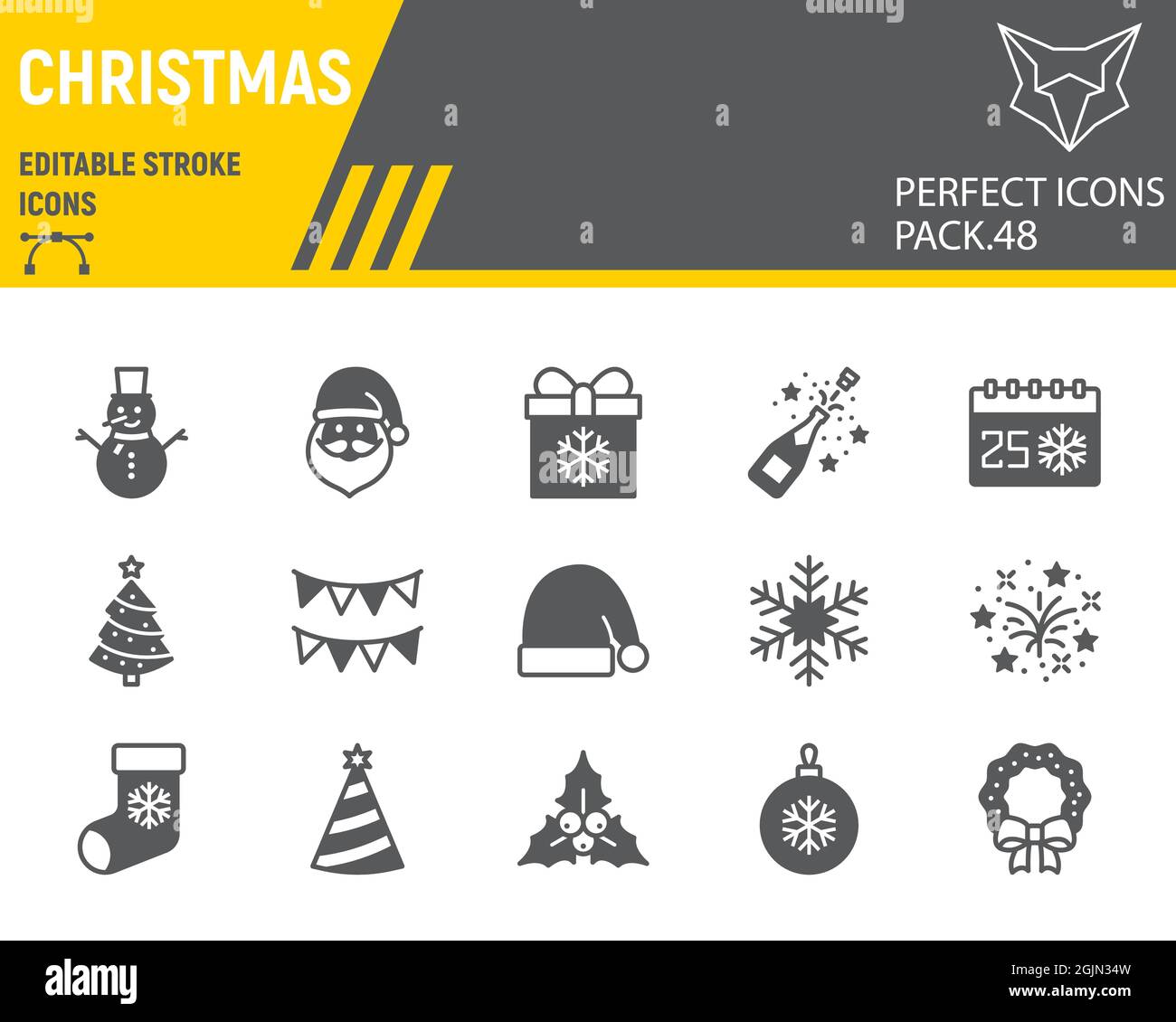 Christmas glyph icon set, holiday collection, vector graphics, logo ...