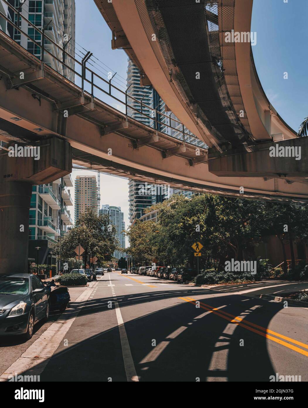Low angle shot of a beautiful architectural details of an overhead ...