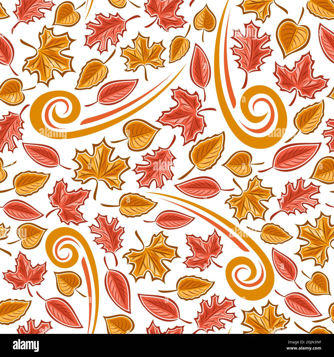 Vector Leaves Seamless Pattern, square repeating background for ...