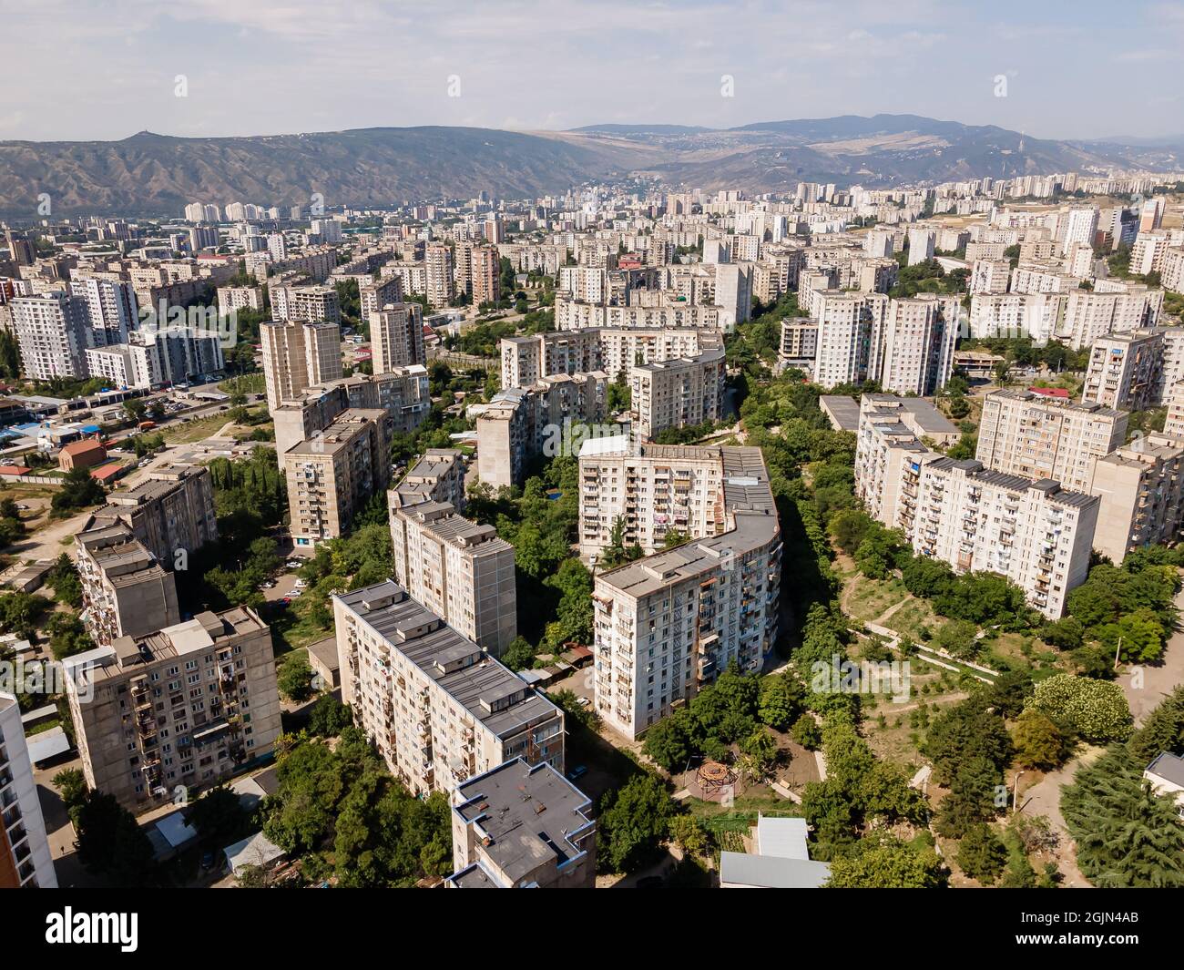 Aerial view of Soviet Union buildings in Tbilisi, Georgia Stock Photo ...