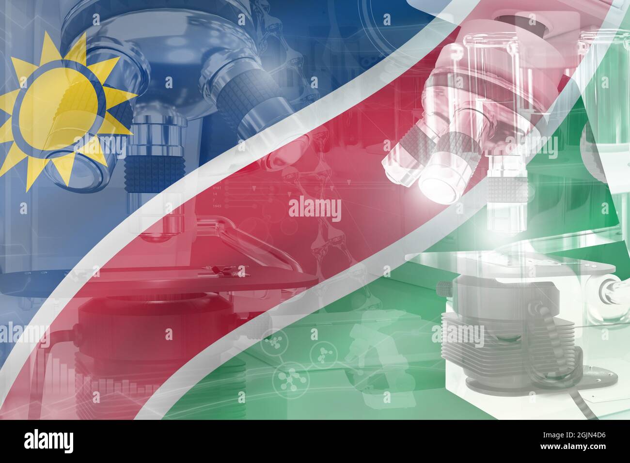 Microscope on Namibia flag - science development conceptual background ...