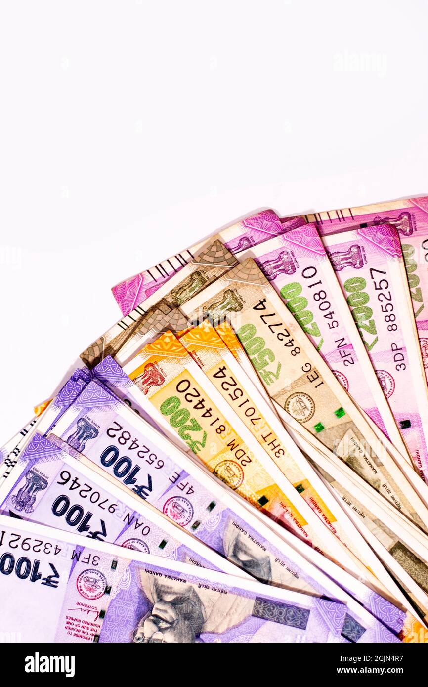 Various Indian rupees paper currency bank note isolated on white ...