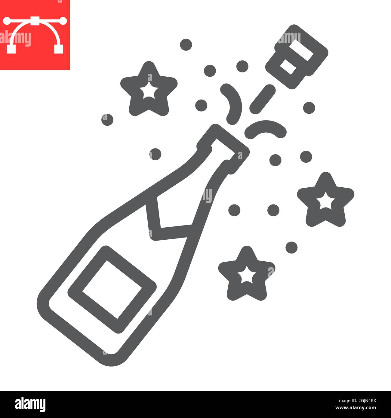 Champagne pop line icon, holiday and splash, champagne bottle pop ...