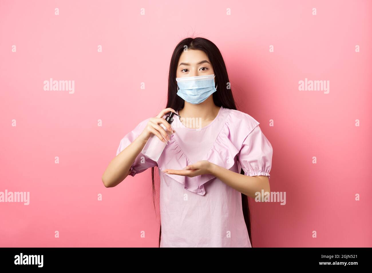 Healthy people and covid-19 pandemic concept. Cute asian woman in ...
