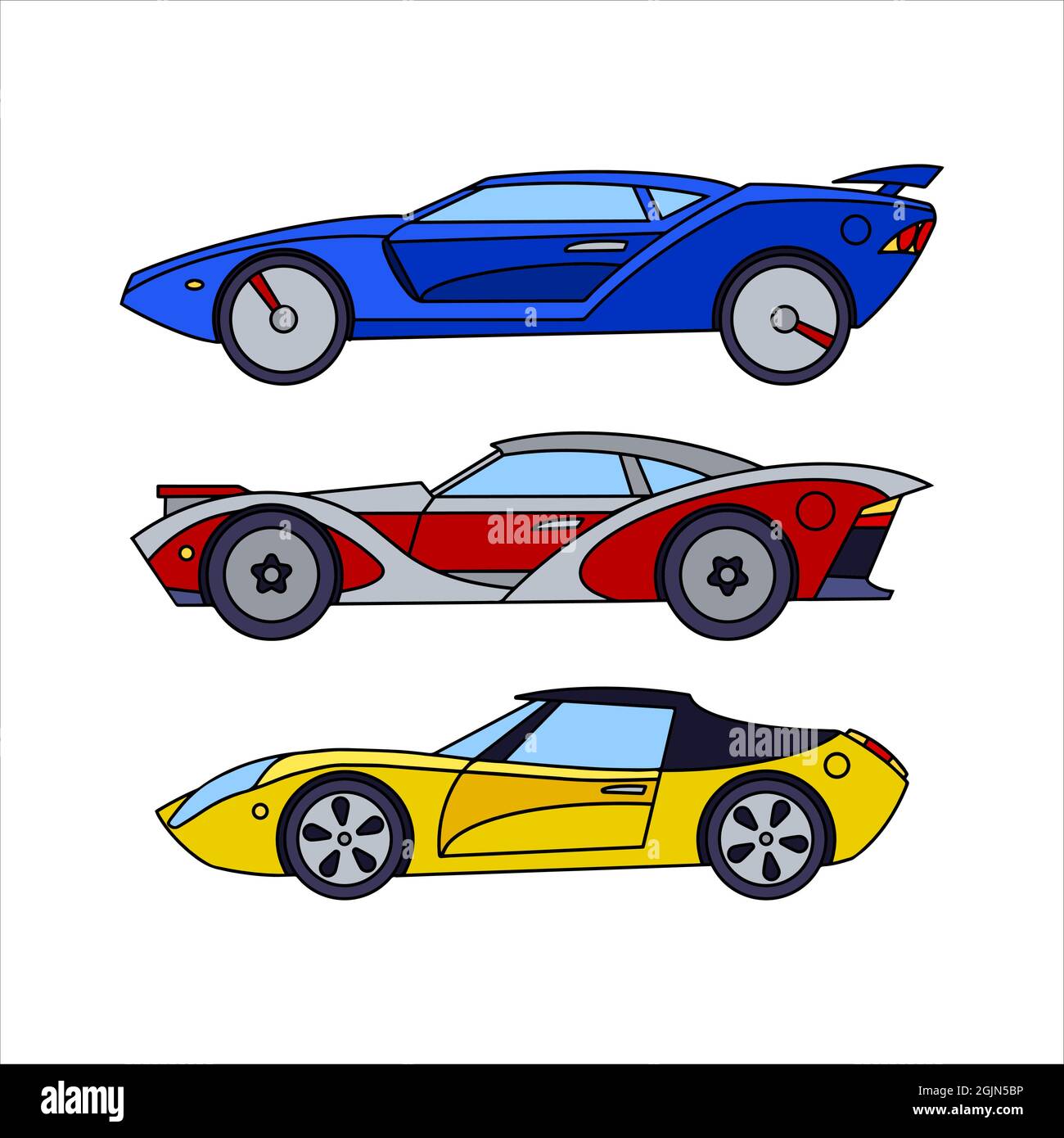 Set of sports cars. Retro cars. Colored icons. Vector clipart Stock ...