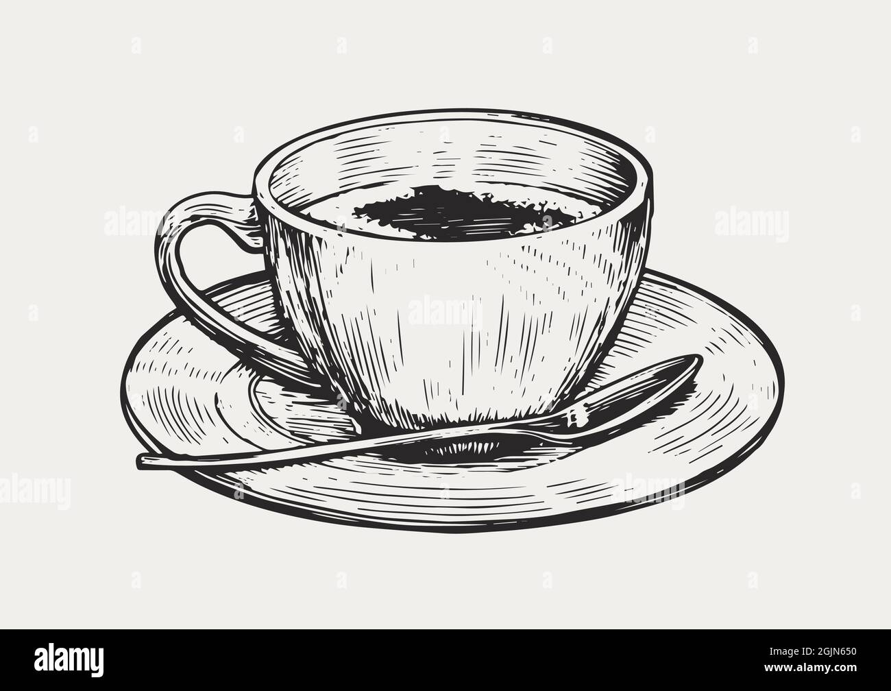 Vintage Coffee Cup Drawing A Cup Of Coffee In Vintage Style. Hand