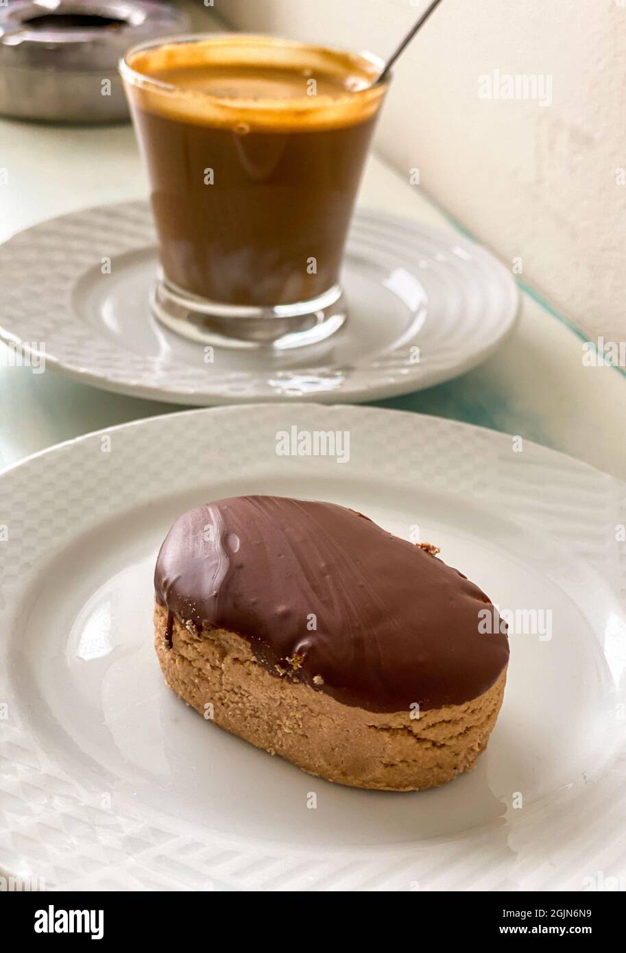 Breakfast of cup coffee served with spanish biscuits, polvorones ...