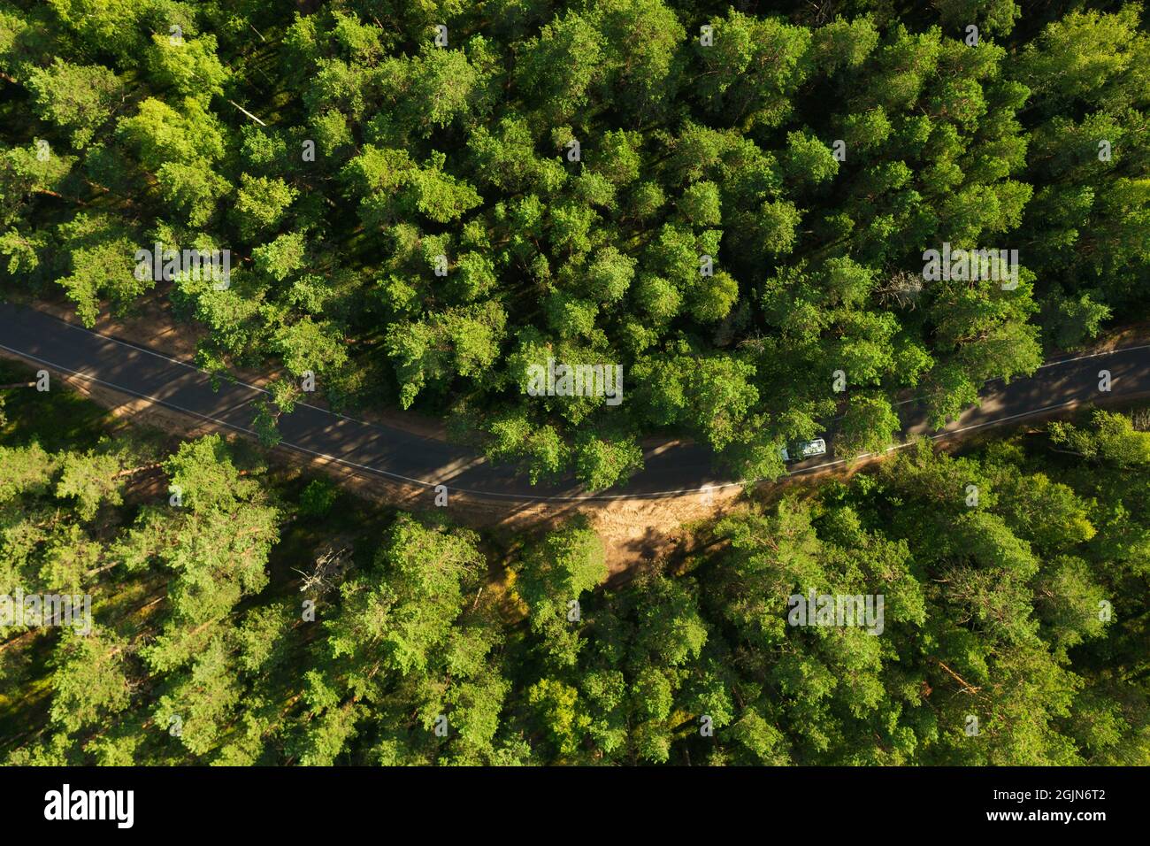 Aerial view of highway forrest hi-res stock photography and images - Alamy