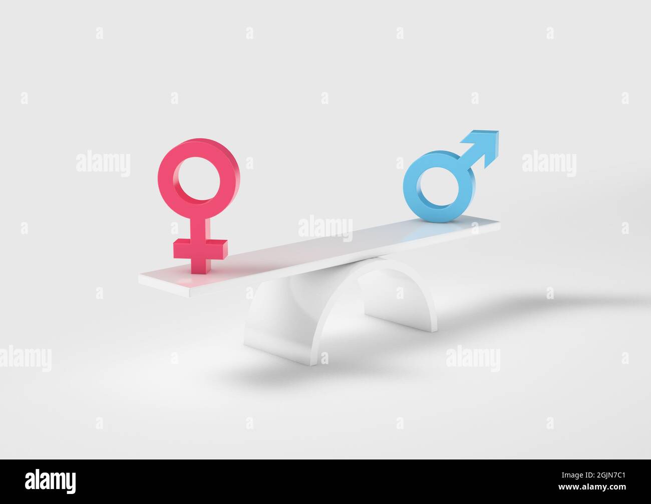 3D rendering of the male and female gender signs on a scale - gender ...