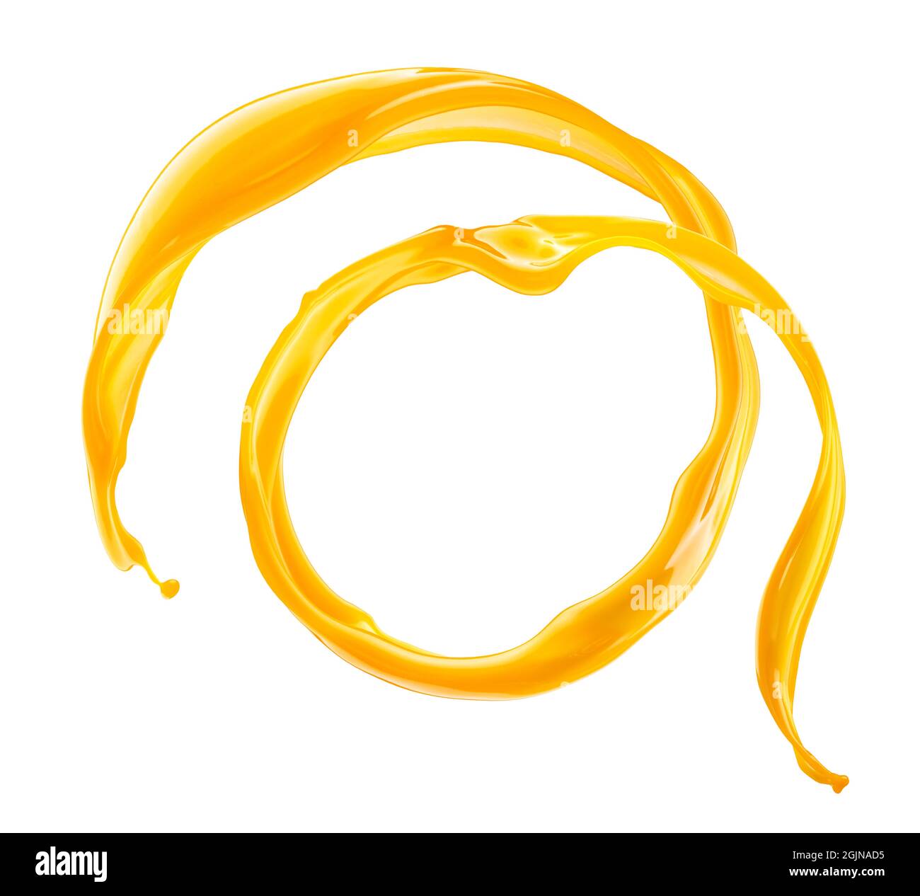 Circle orange juice splash isolated on white background Stock Photo - Alamy