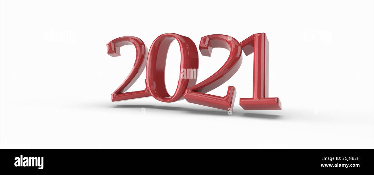 3D render of the red year 2021 isolated on white background Stock Photo ...