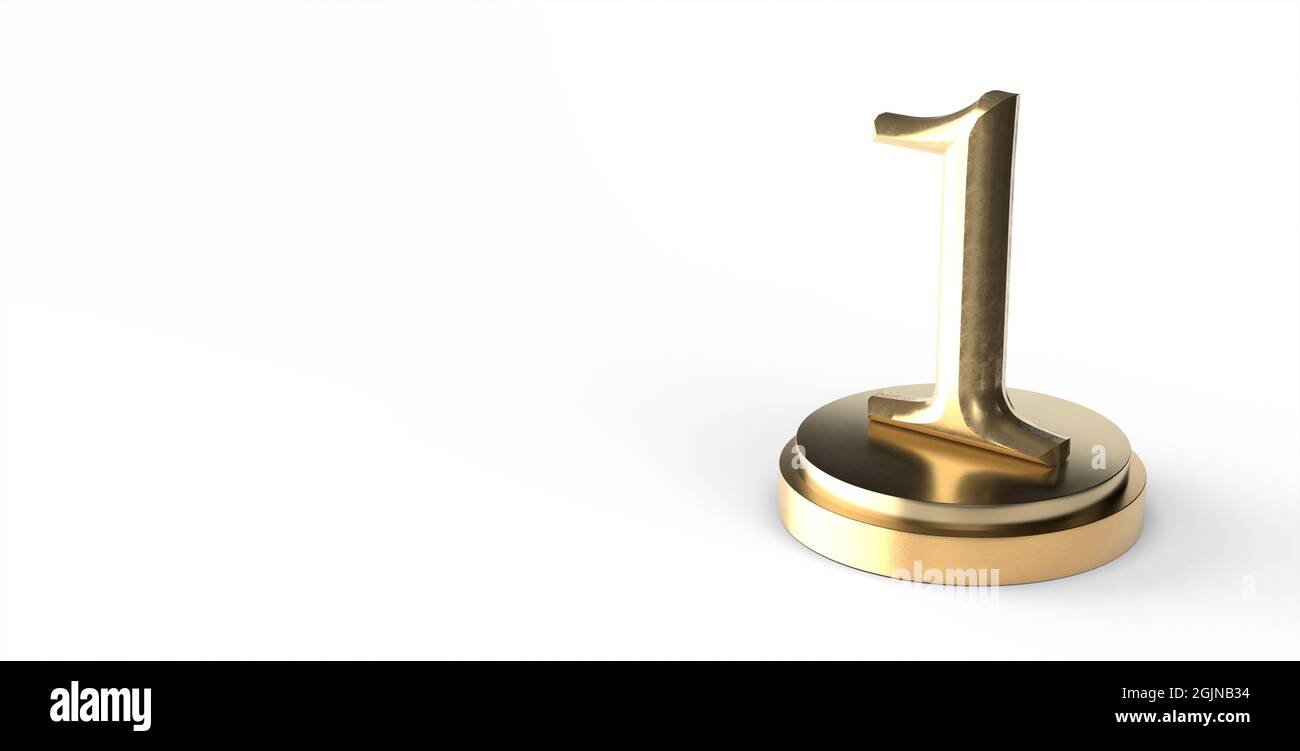 3D rendering of a gold first-place trophy isolated on white background ...