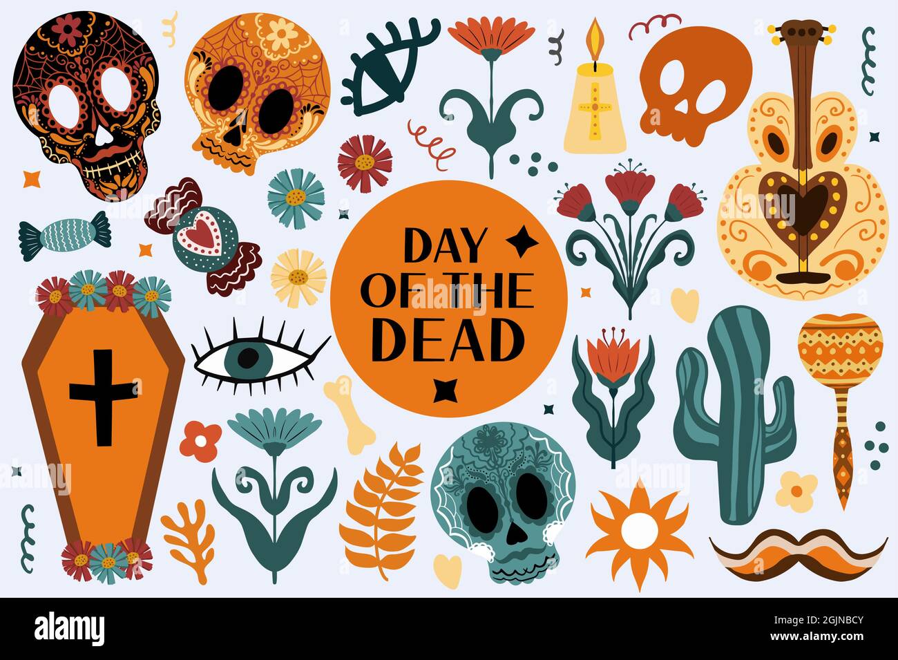 Day of the dead Boho set. Bohemian Dia de los Muertos collection clip ...
