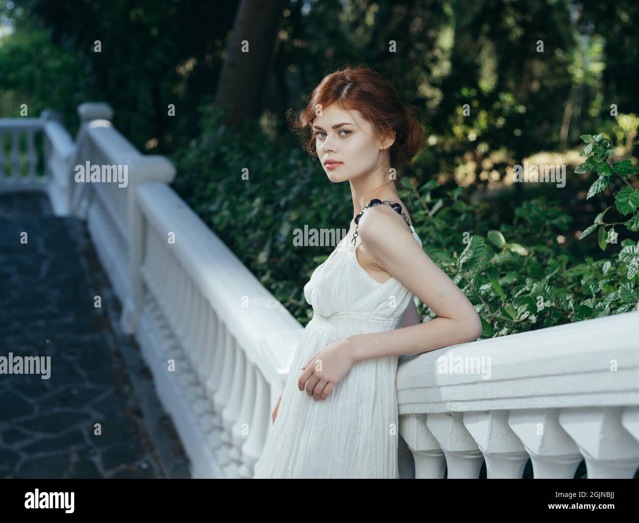 pretty woman in white dress greece princess mythology vacation Stock ...