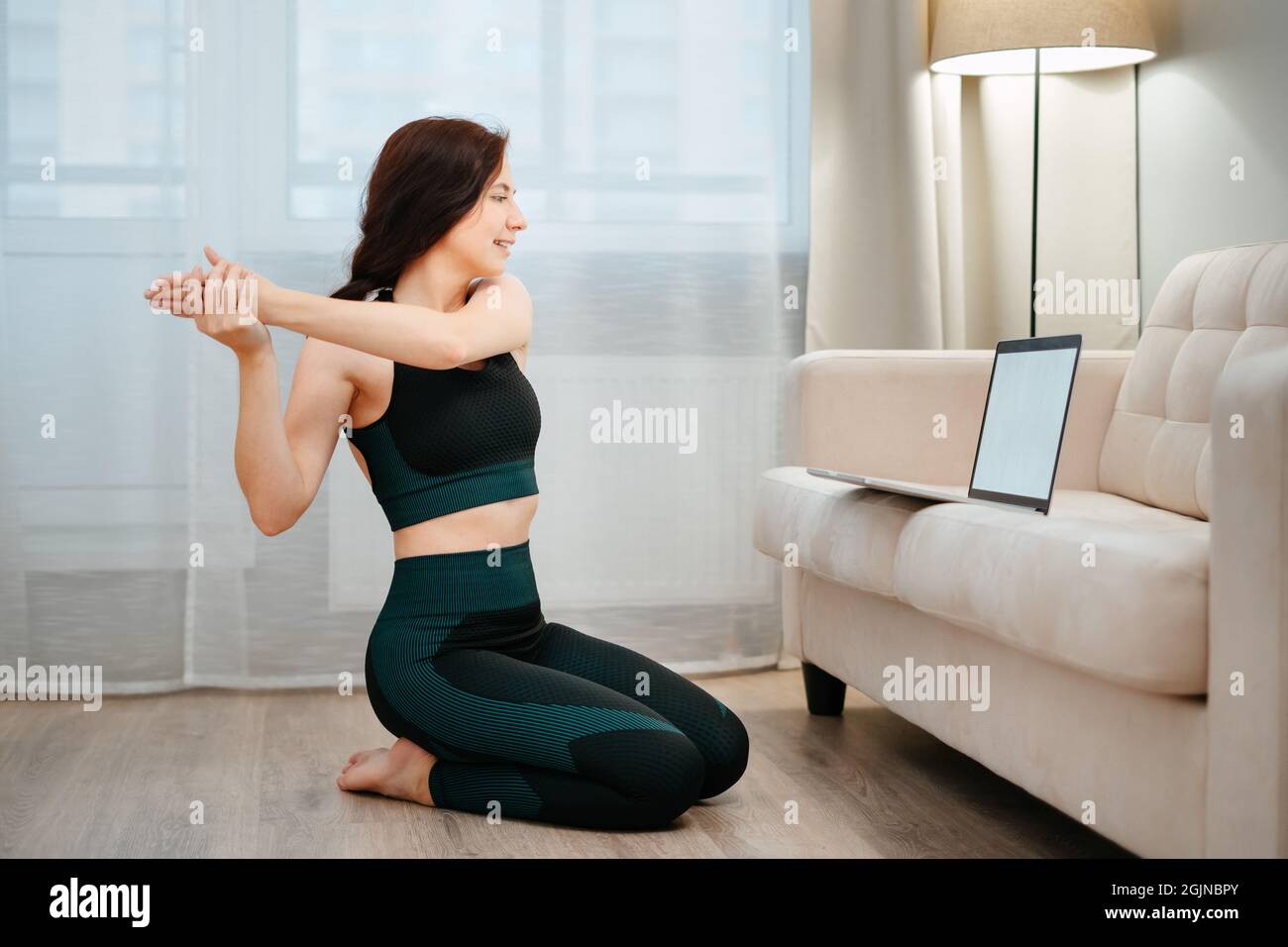 Exercise woman house room hi-res stock photography and images - Alamy