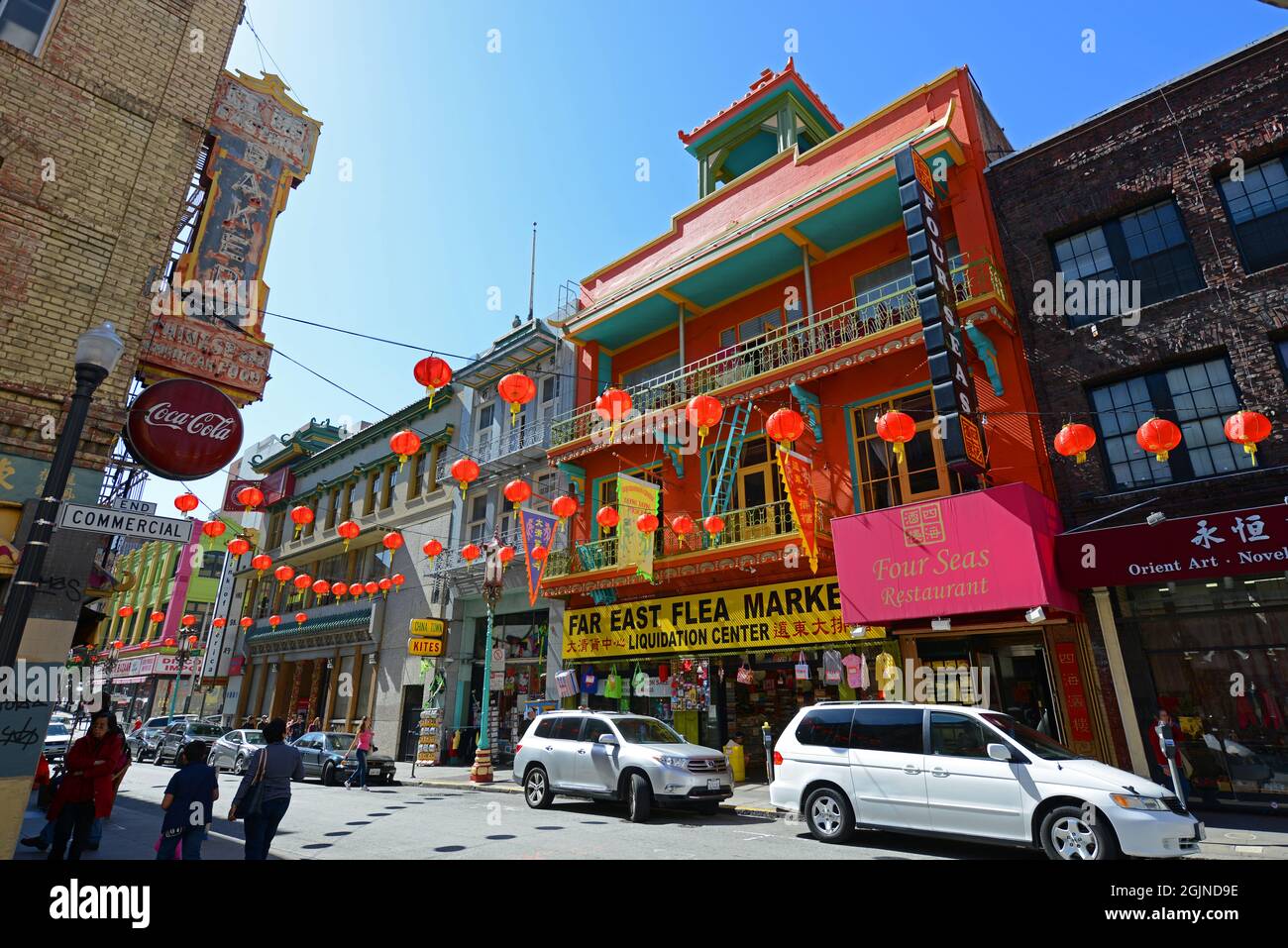 Antique Chinese style commercial buildings on Grant Avenue at ...