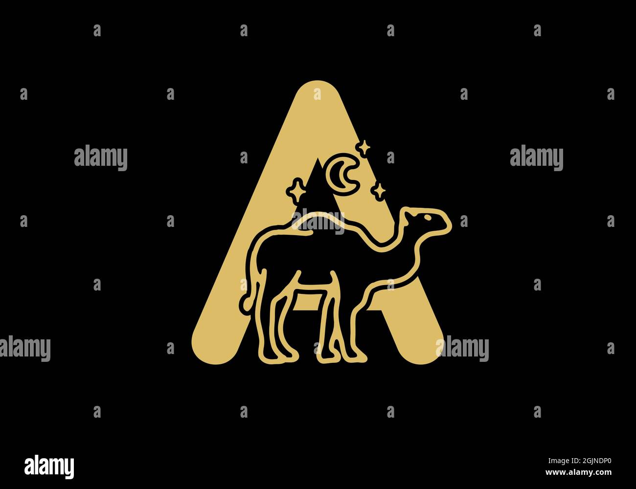 brown color of A initial letter with camel shape design Stock Vector ...