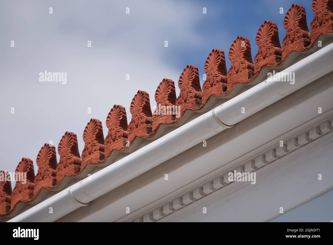 Old Neoclassical building Terracotta antefix with the anthemion ...