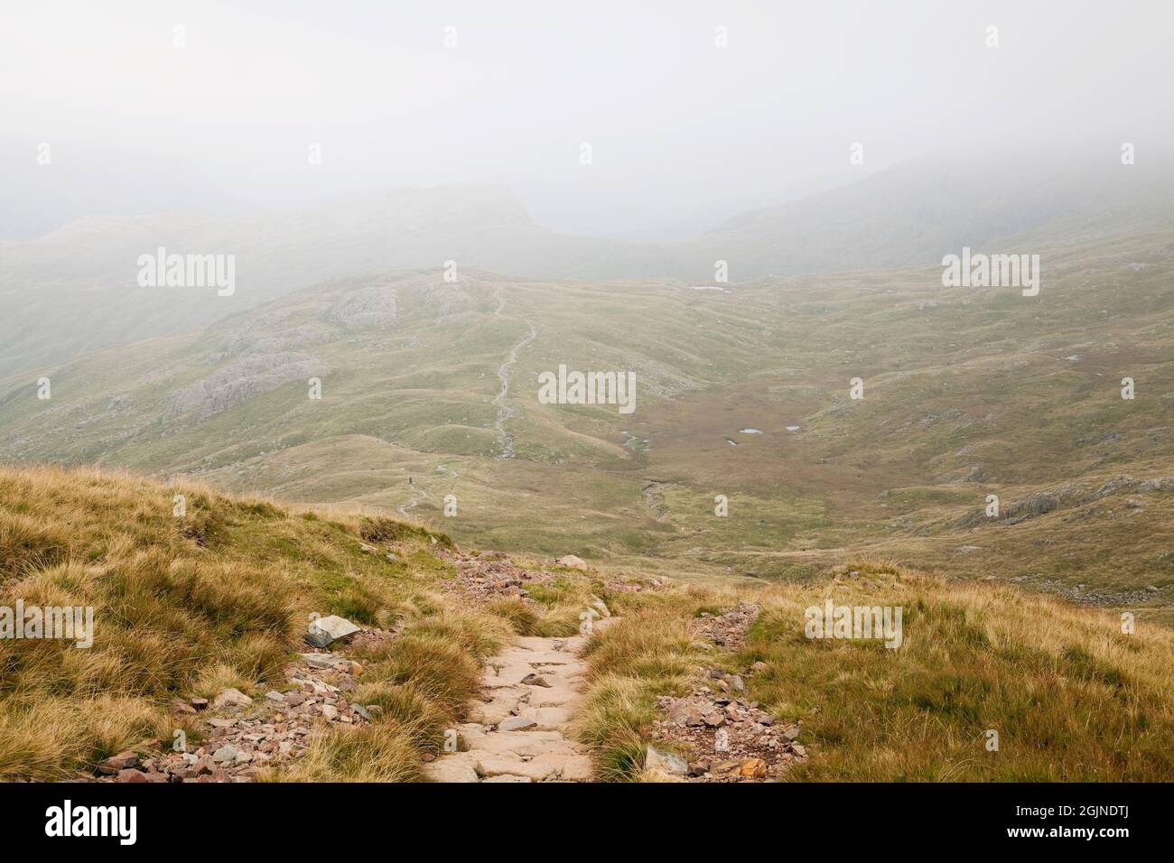 The footpath from Esk Hause to Tongue Head in the English Lake District ...