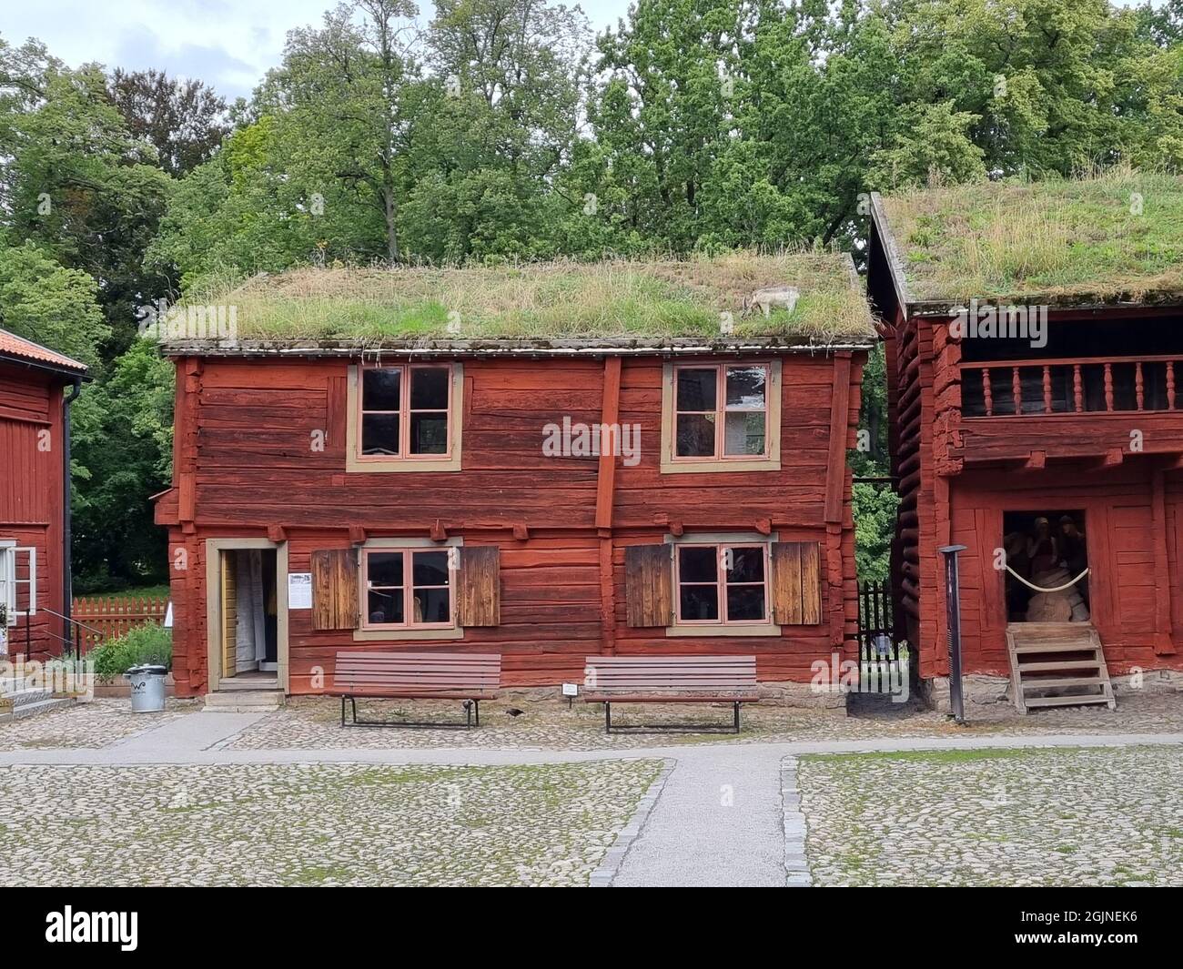 Old timber houses in Wadkoping historical quarter of Orebro, Sweden ...
