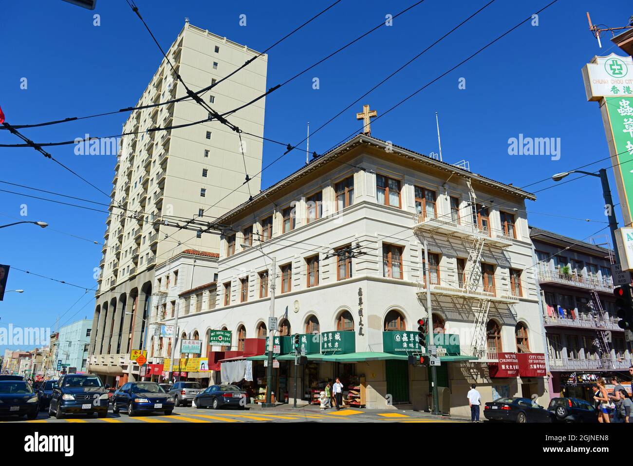 Chinese style commercial buildings on Stockton Street at Clay Street ...