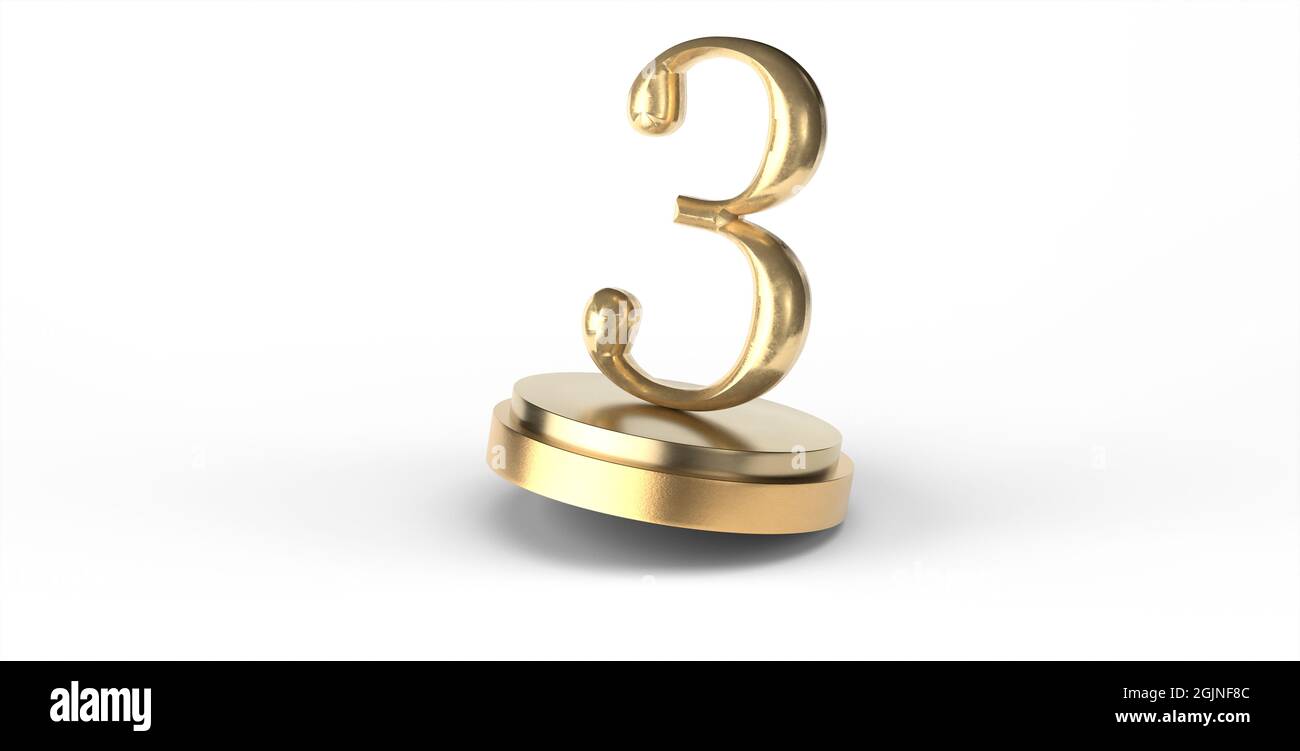3D rendering of a gold third-place trophy isolated on white background ...