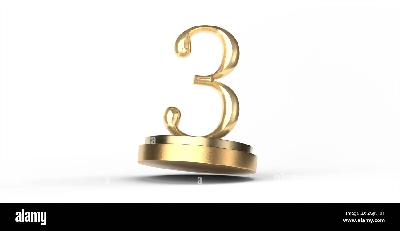 3D rendering of a gold third-place trophy isolated on white background ...