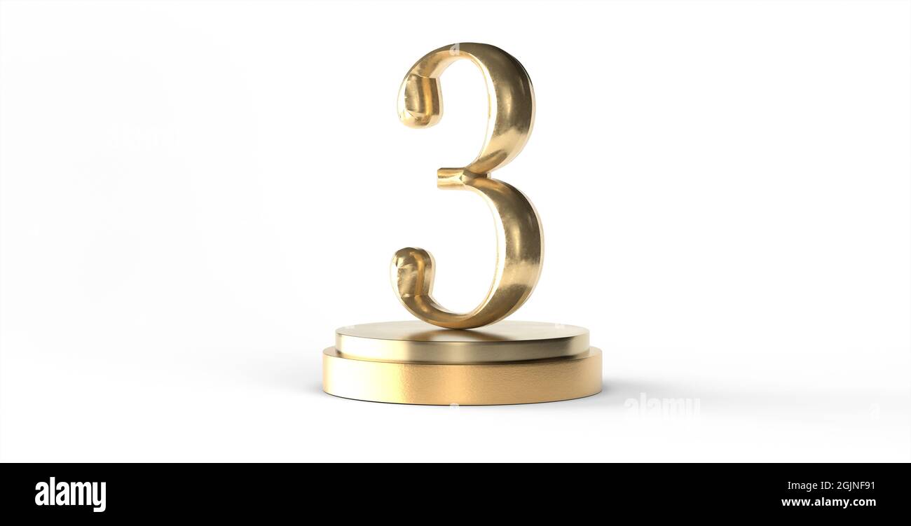 3D rendering of a gold third-place trophy isolated on white background ...