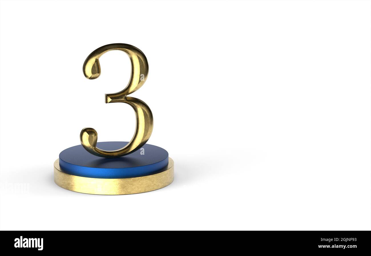 3D rendering of a gold third-place trophy isolated on white background ...