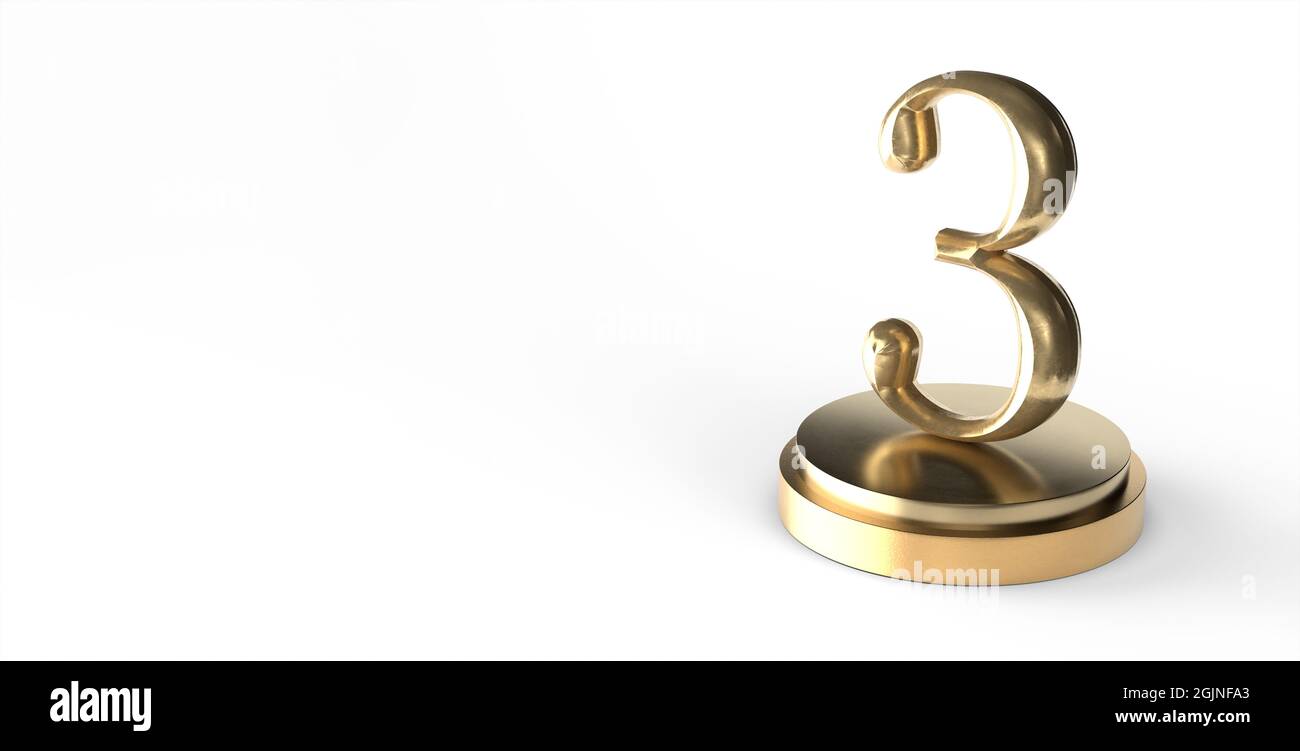 3D rendering of a gold third-place trophy isolated on white background ...