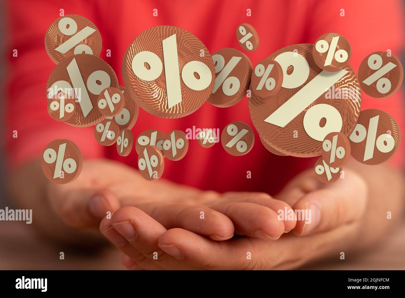 3D render of a Percent sign in hand Stock Photo - Alamy
