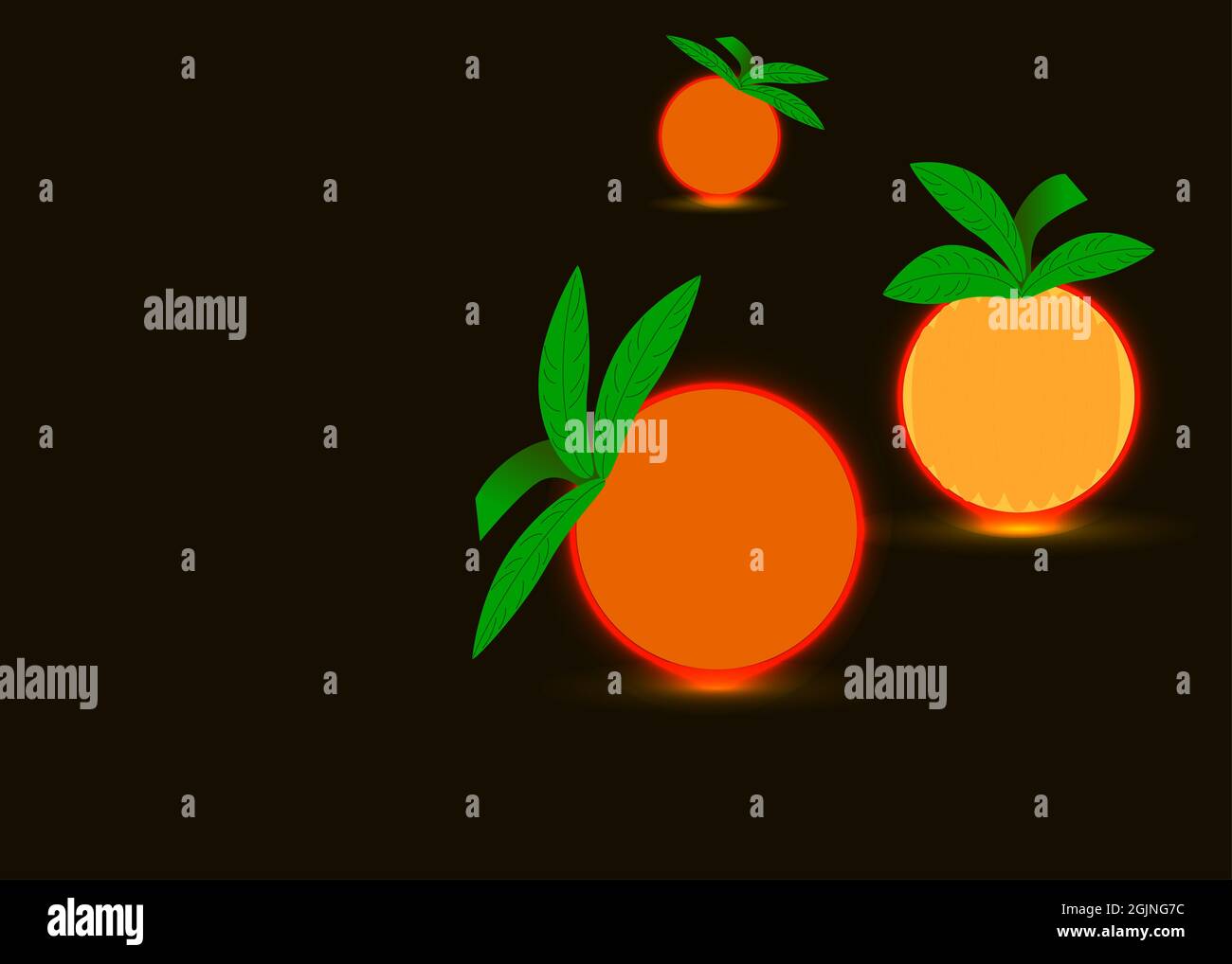 neon illustration design of orange fruit Stock Photo - Alamy
