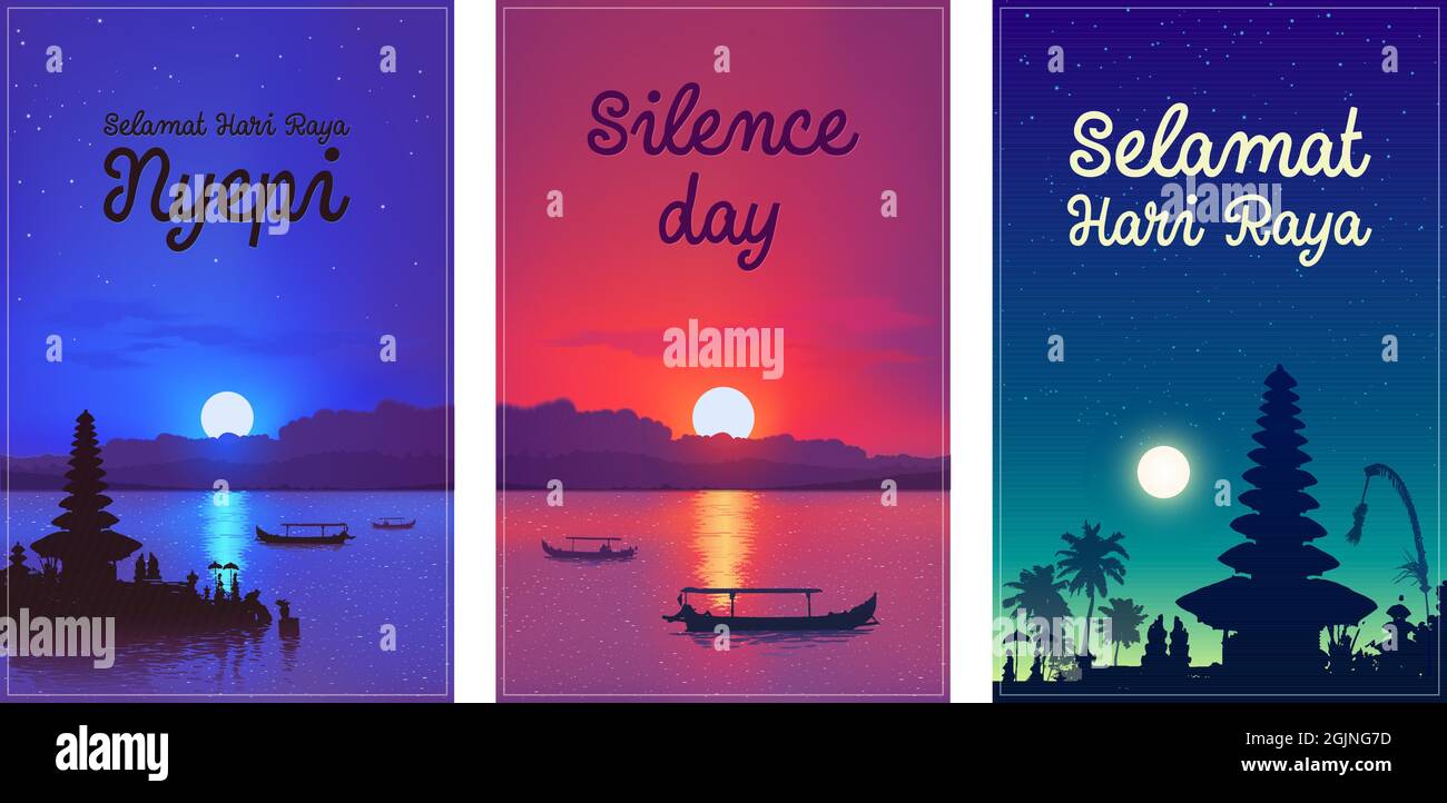 Balinese Nyepi and silence day vector posters set Stock Vector Image ...