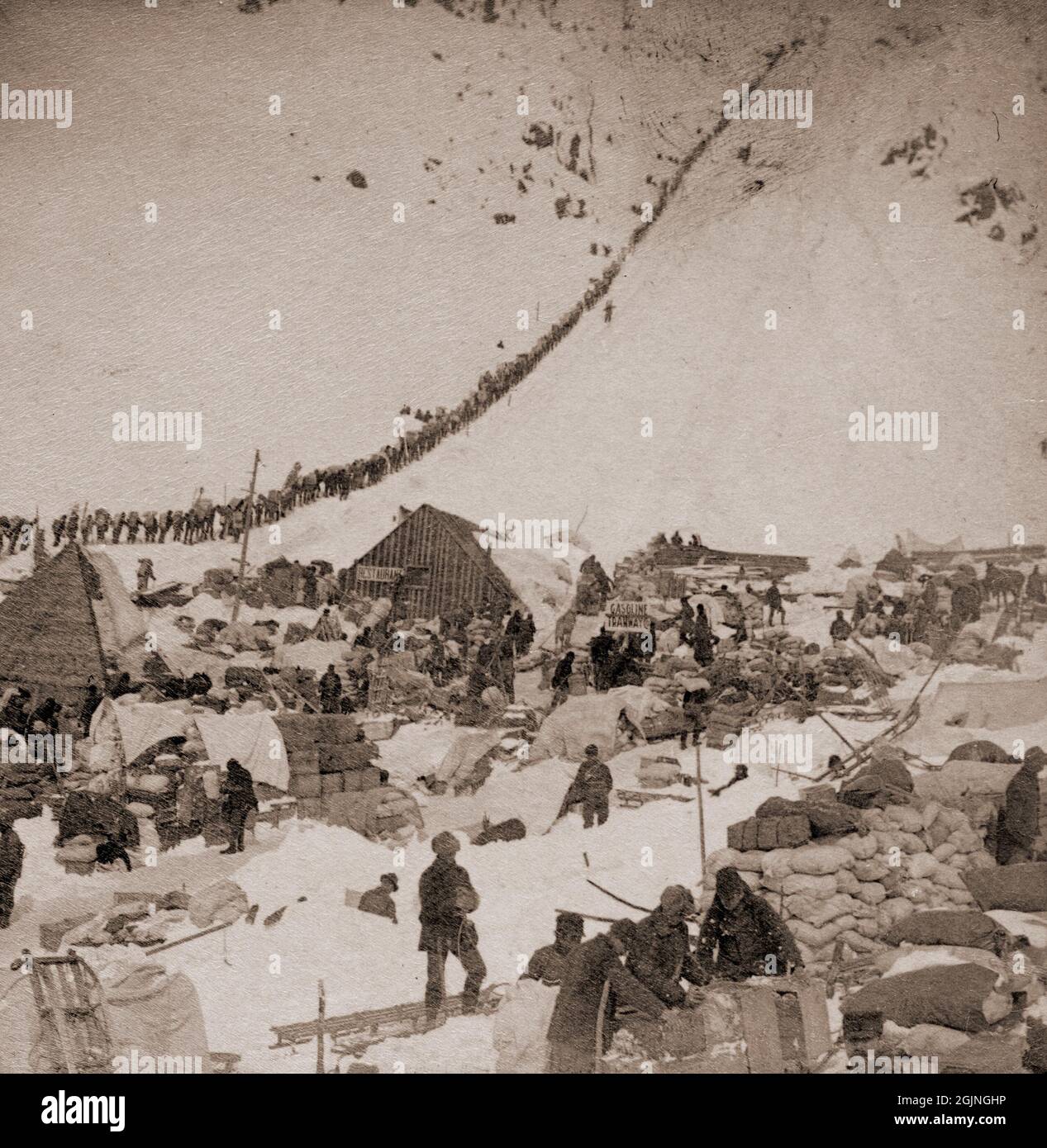 Miners and prospectors ascending the heights of the Chilcoot Pass, 1898 ...