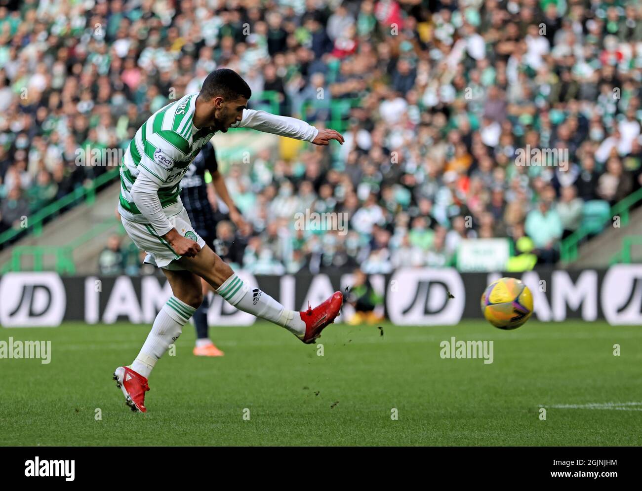 Celtic's Liel Abada attempts a shot on goal during the cinch ...