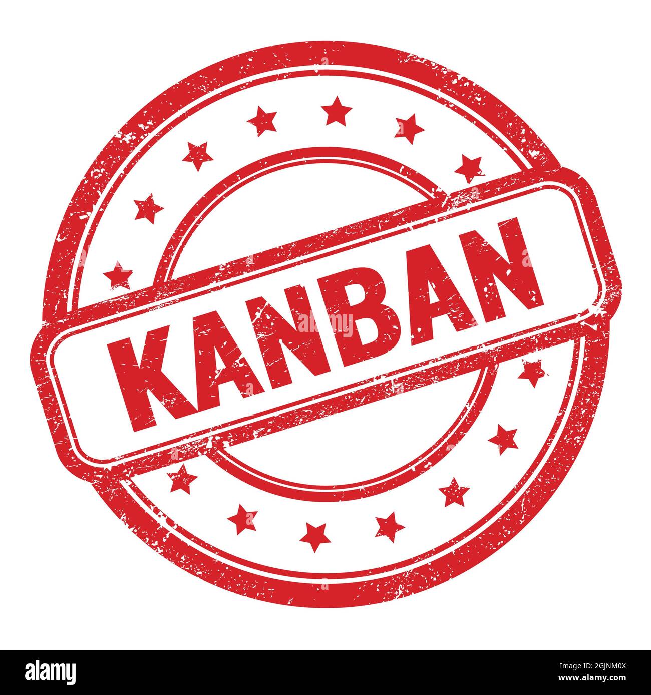 KANBAN text on red grungy vintage round rubber stamp Stock Photo - Alamy