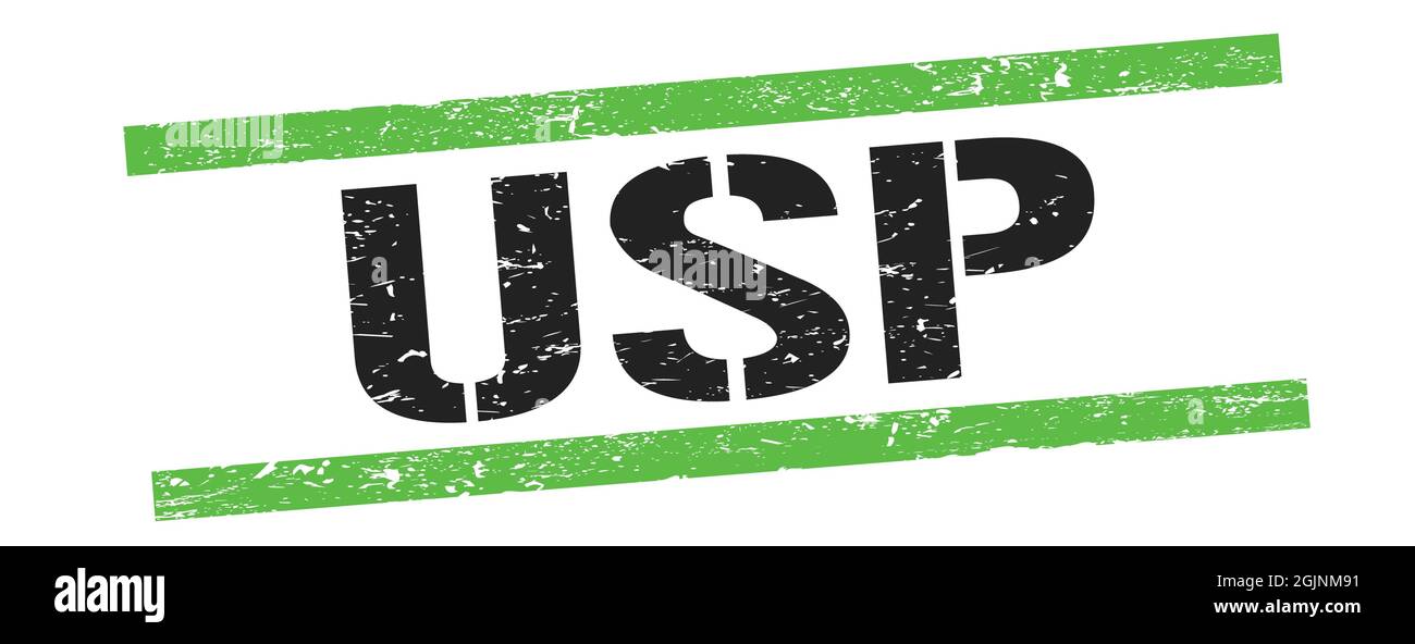 USP text on black green grungy lines stamp sign Stock Photo - Alamy