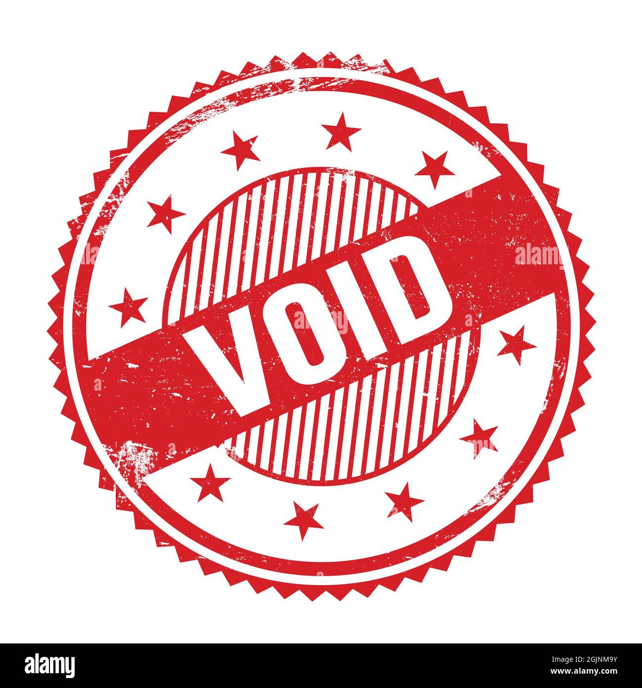 VOID text written on red grungy zig zag borders round stamp Stock Photo ...