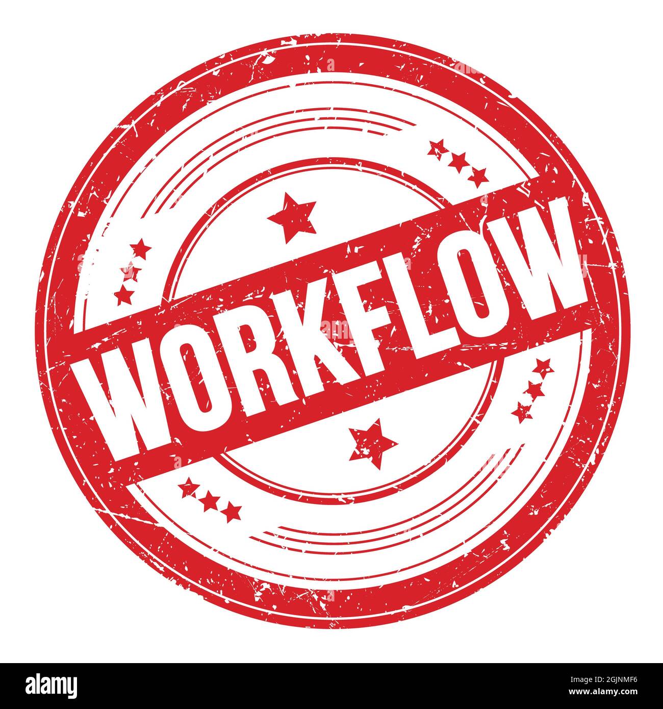 WORKFLOW text on red round grungy texture stamp Stock Photo - Alamy