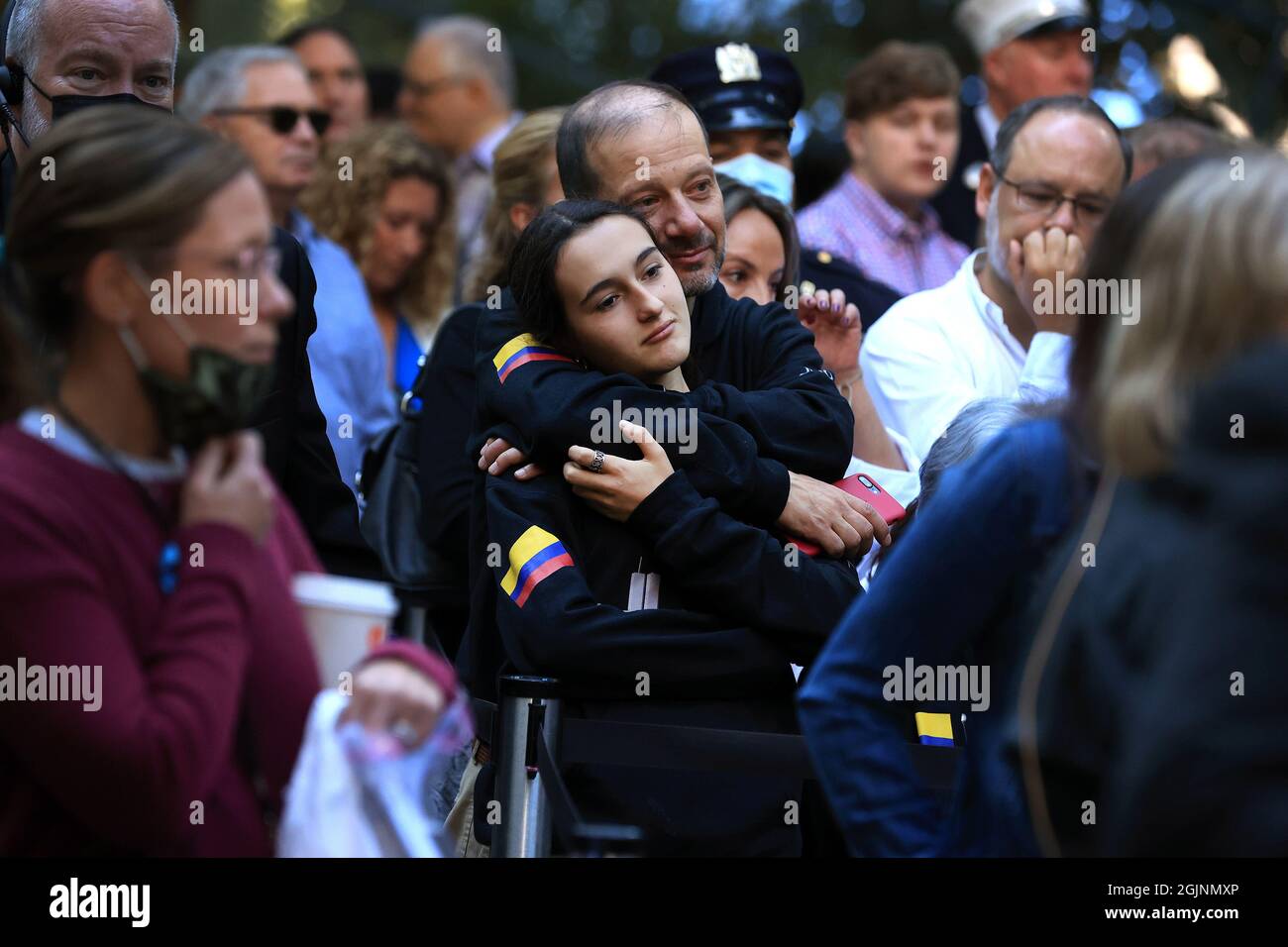 NEW YORK, NEW YORK - SEPTEMBER 11: Family members and loved one of ...