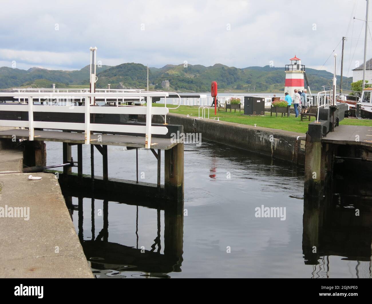 The west coast entrance to the Crinan Canal with a view of the ...