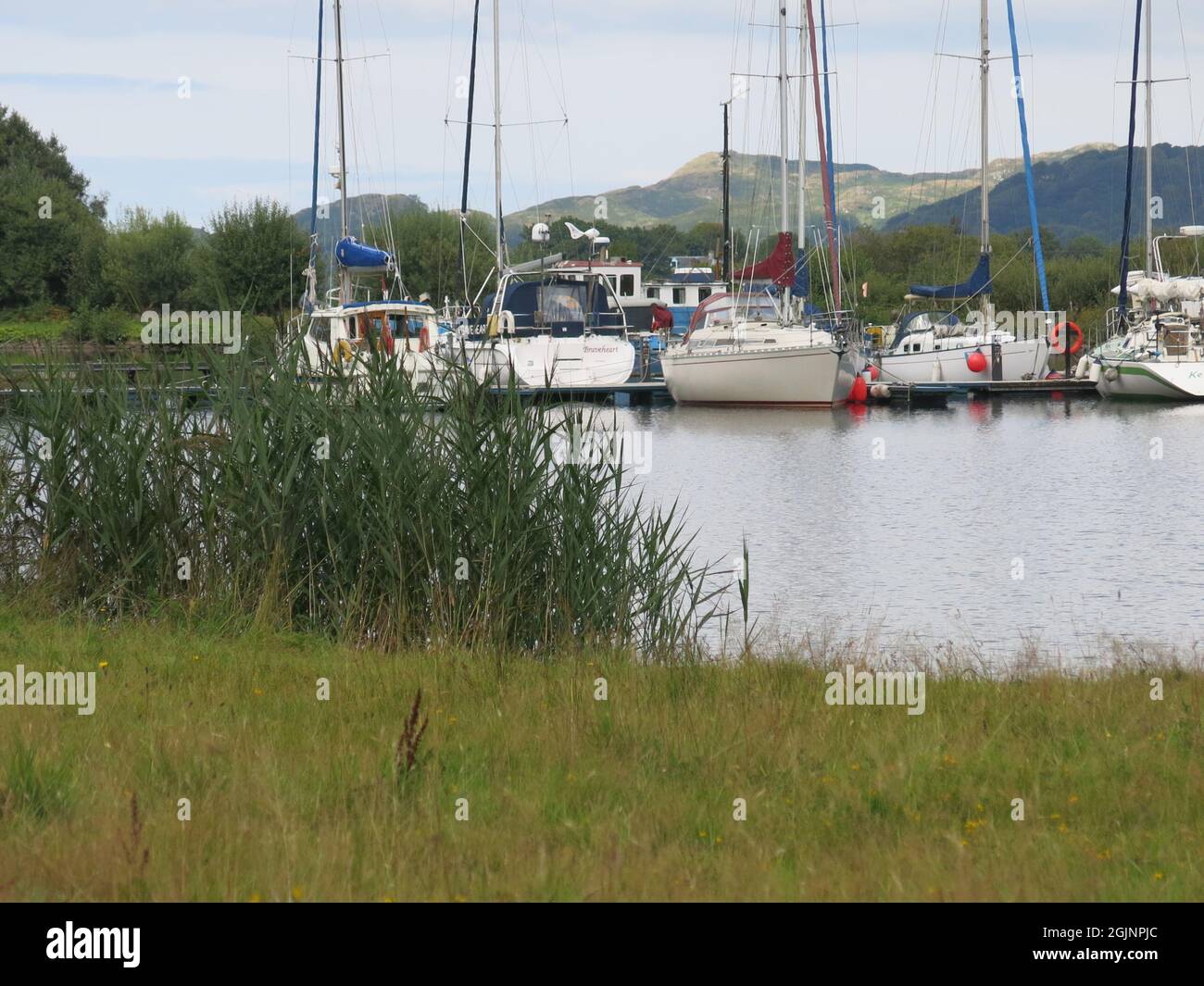 Yachts moored on the Crinan Canal, a nine mile navigable route that ...