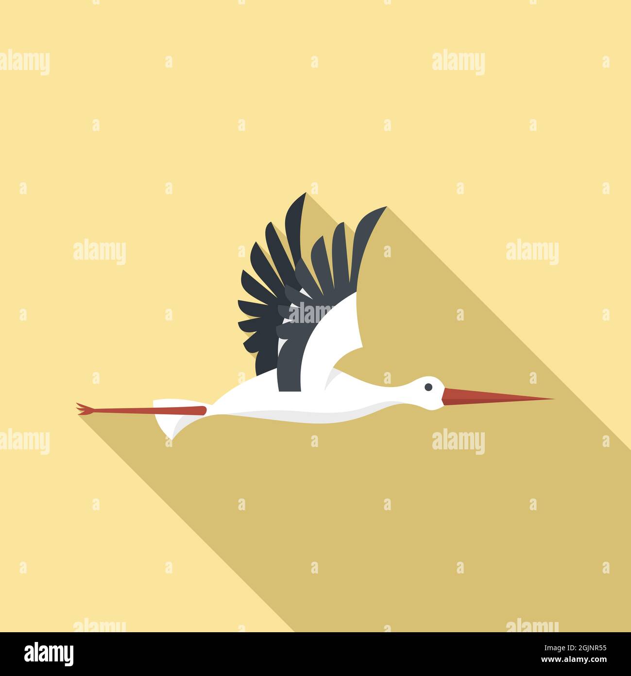 Chinese stork icon flat vector. Fly bird Stock Vector Image & Art - Alamy