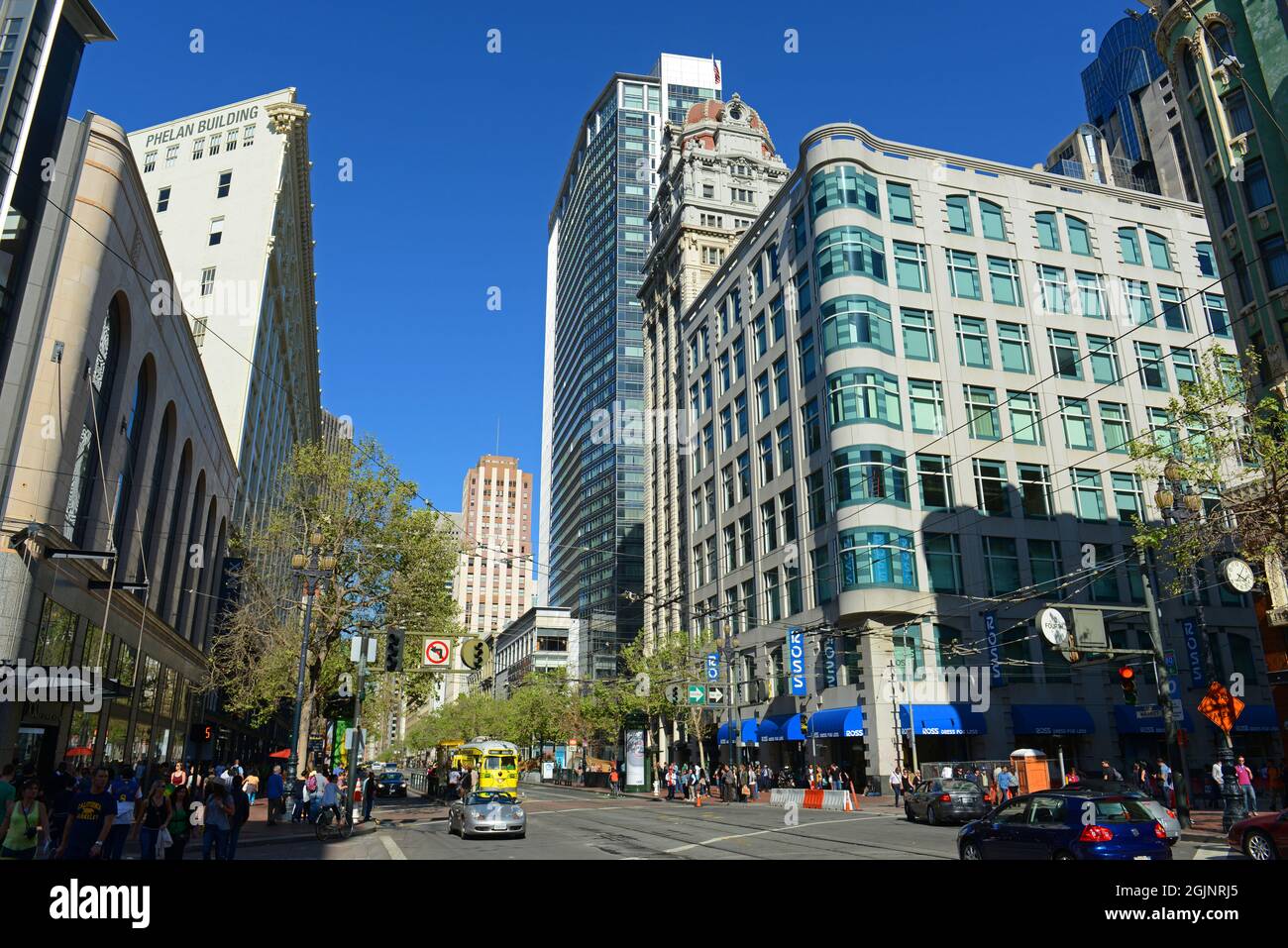 Modern commercial buildings and skyscrapers on Market Street at ...