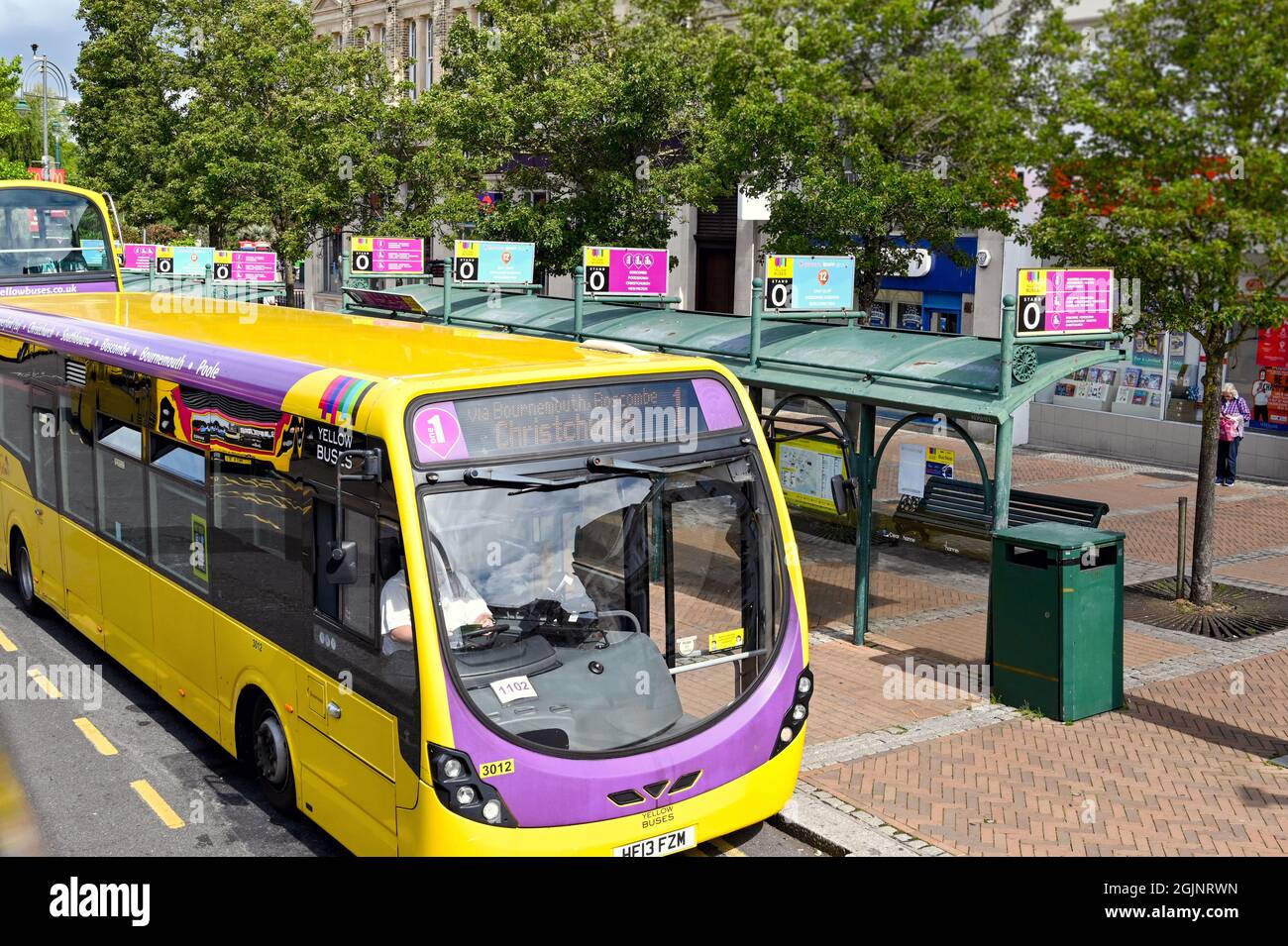 Bournemouth, Dorset, England - June 2021: Public service bus at a bus ...