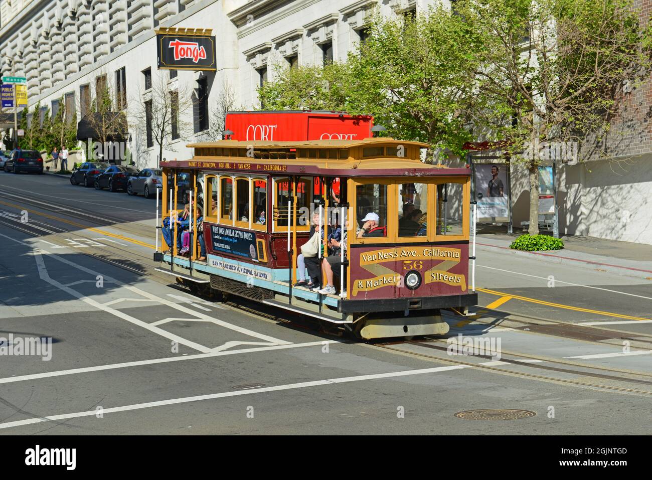 Historic Cable Car California Line on California Street at Powell ...