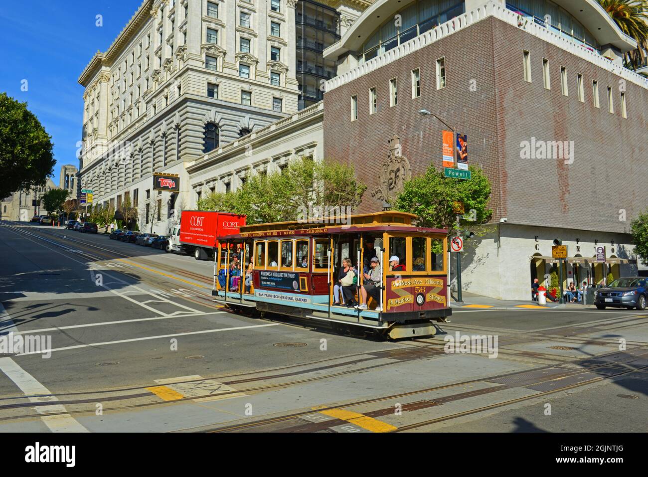 Historic Cable Car California Line on California Street at Powell ...